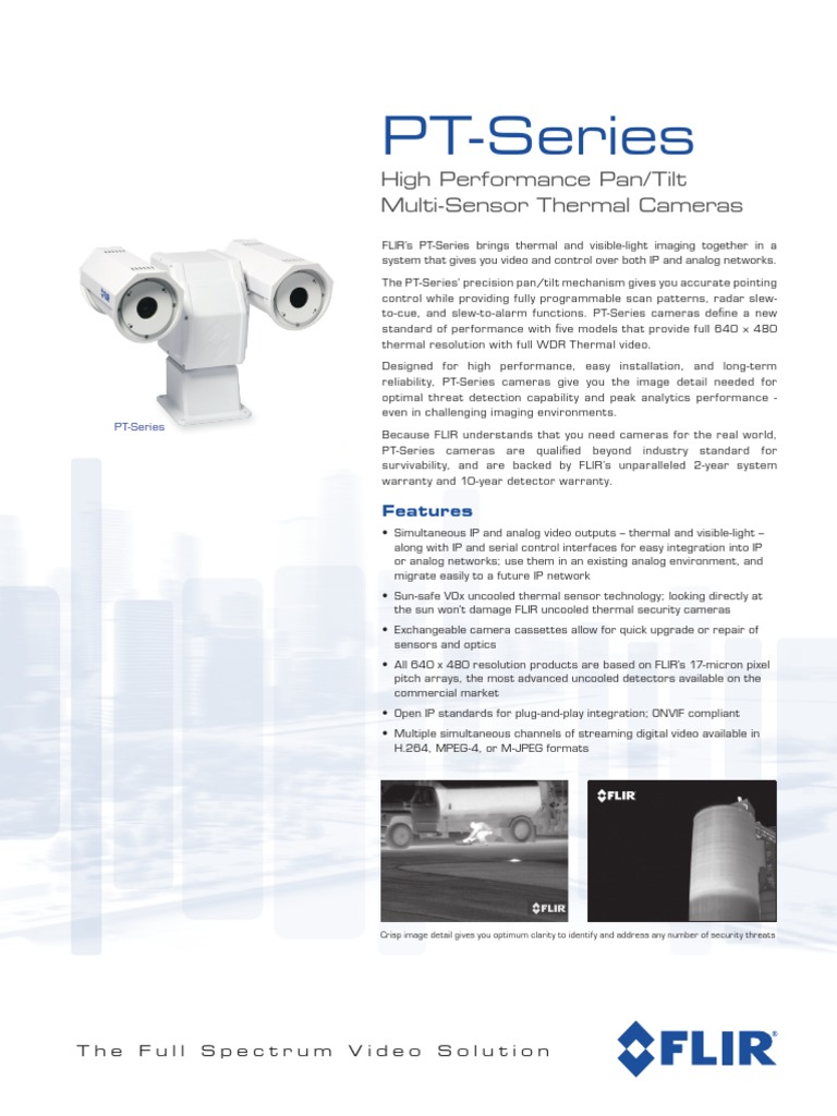 FLIR PT Series Datasheet | PDF | Zoom Lens | Optical Resolution