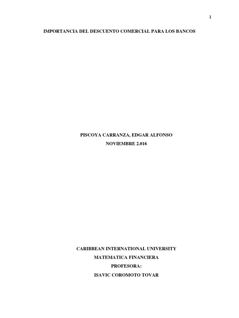 Importancia Del Descuento Comercial para Los Bancos | PDF | Bancos ...