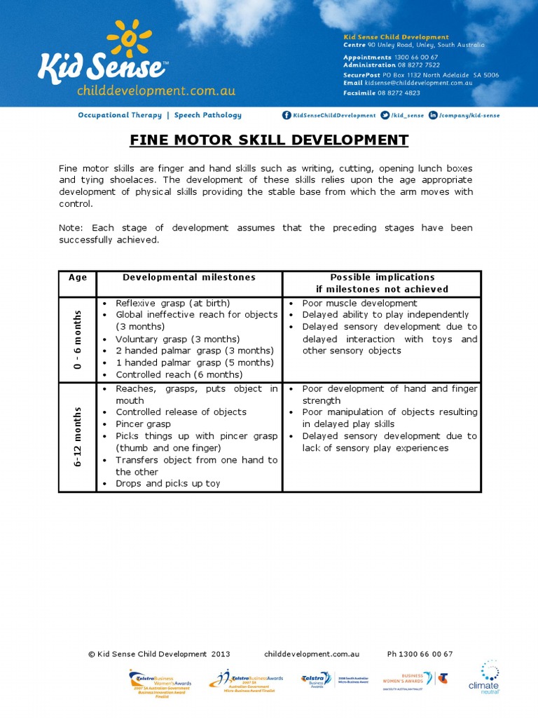 Fine Motor Skill Development PDF | PDF