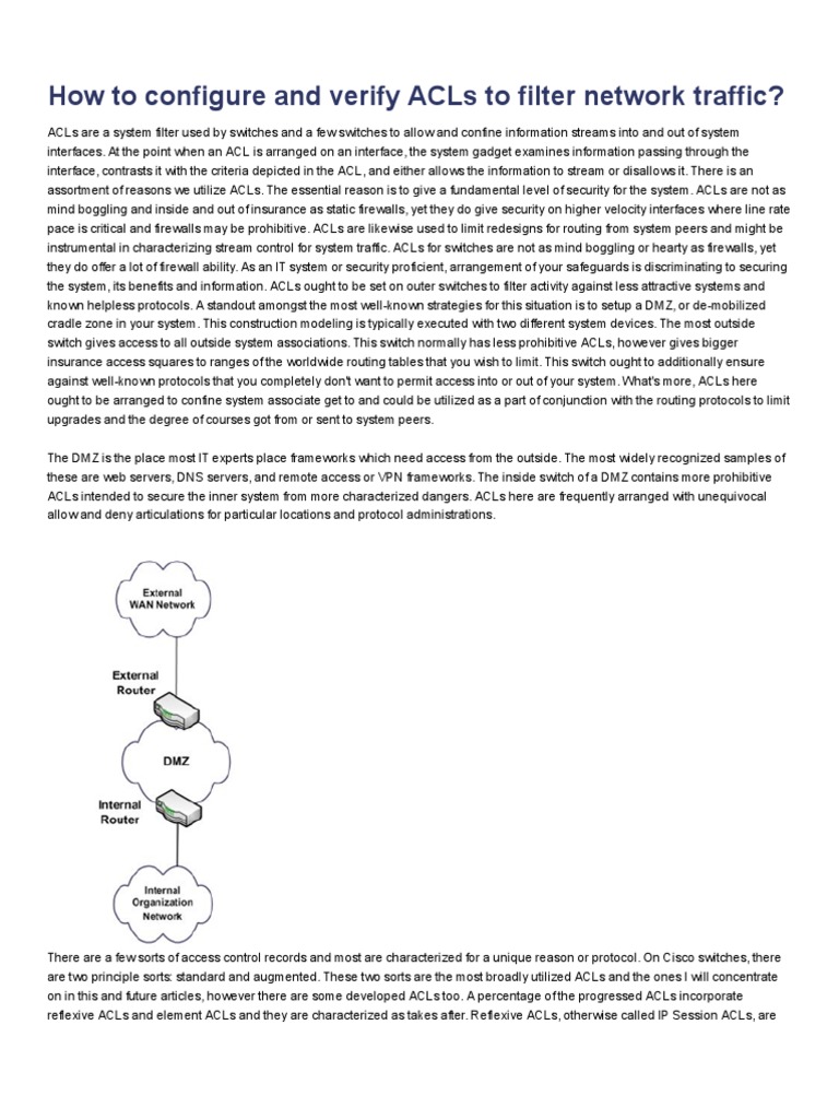 Configuring ACLs To Filter Network Traffic | PDF | Cyberspace | Computing