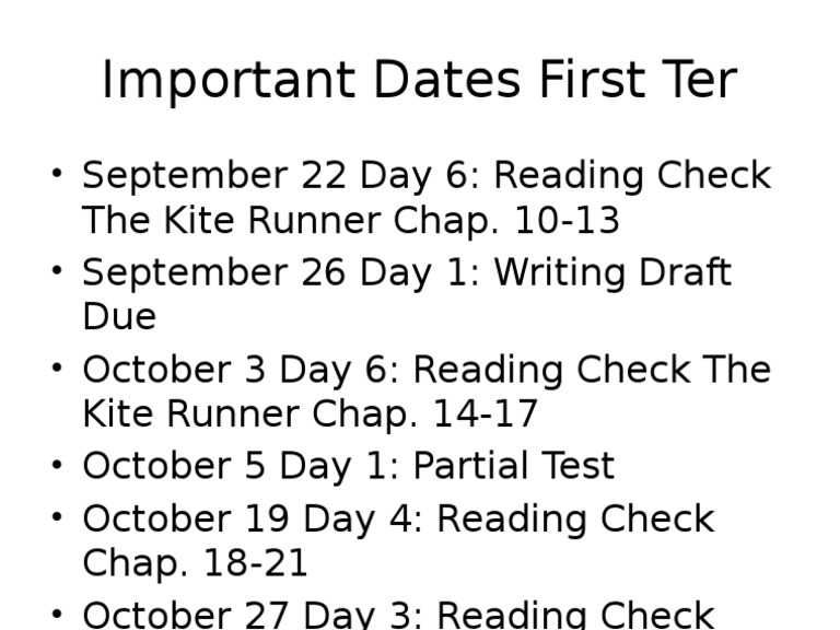 Important Dates 1st Term | PDF