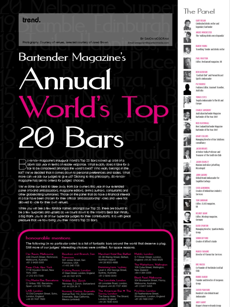Bartender Magazine's Annual World's Top 20 Bars | Download Free PDF ...