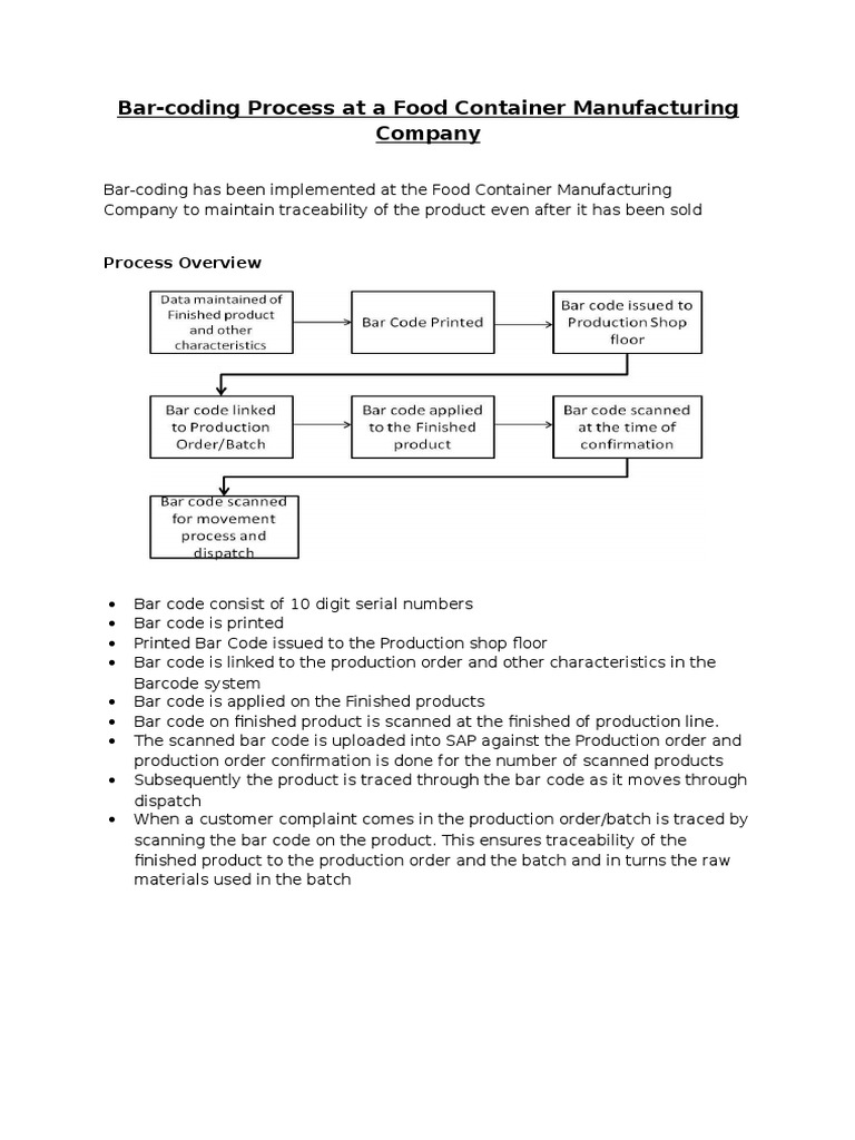 Bar-Coding Process at A Food Container Manufacturing Company | PDF ...