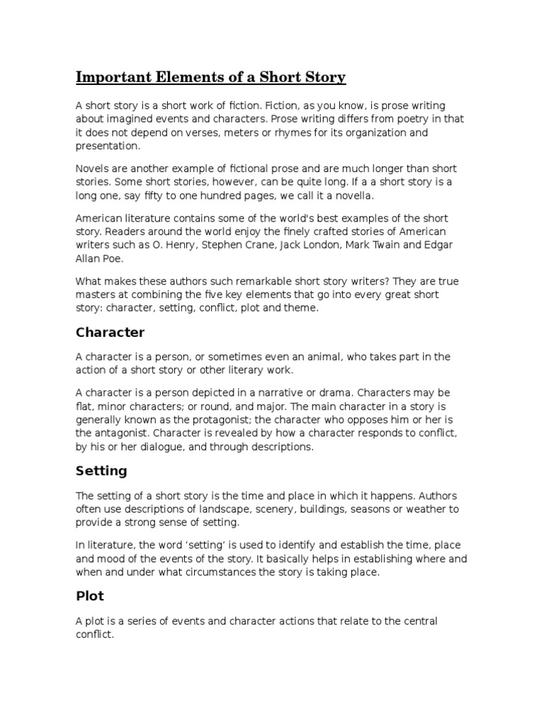 Elements Short Story | PDF | Plot (Narrative) | Short Stories