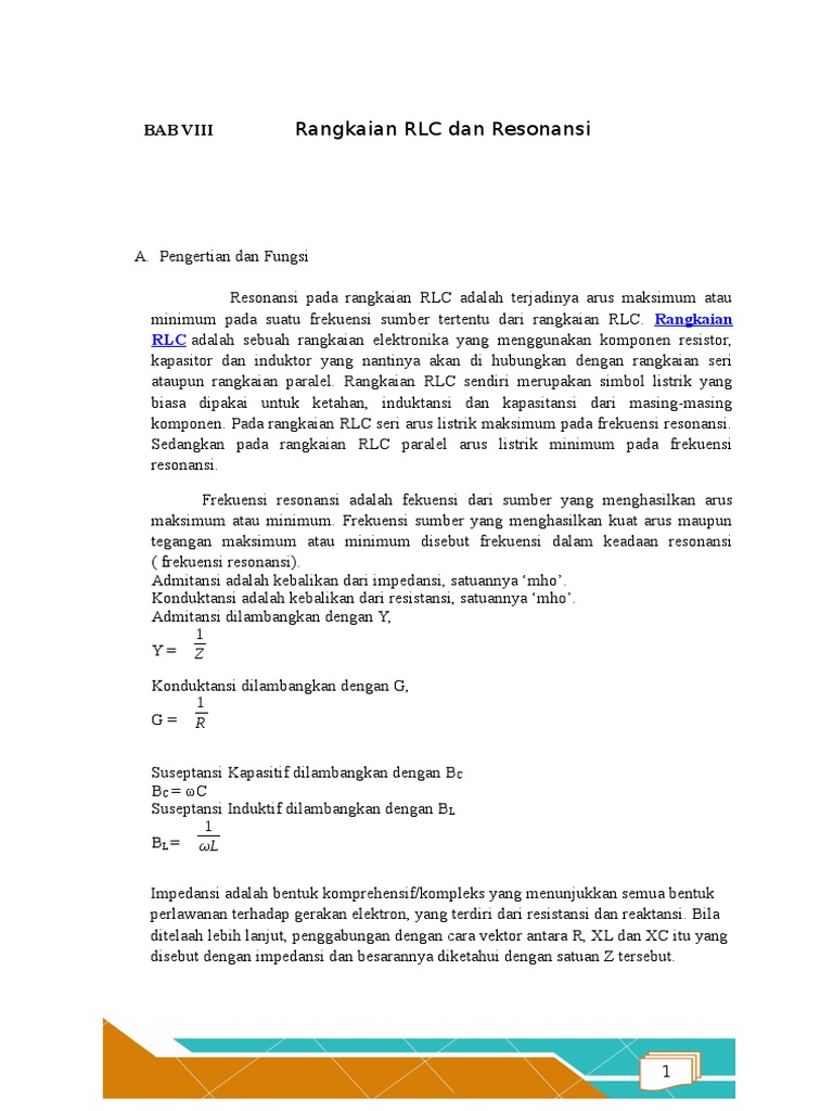 Resonansi dan Rangkaian RLC: Penjelasan Lengkap | PDF