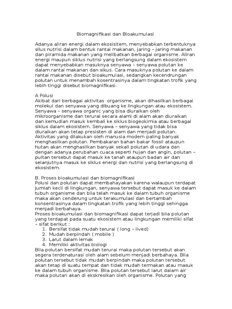 Bioakumulasi & Biomagnifikasi: Dampak Polutan | PDF | Kesehatan Holistik
