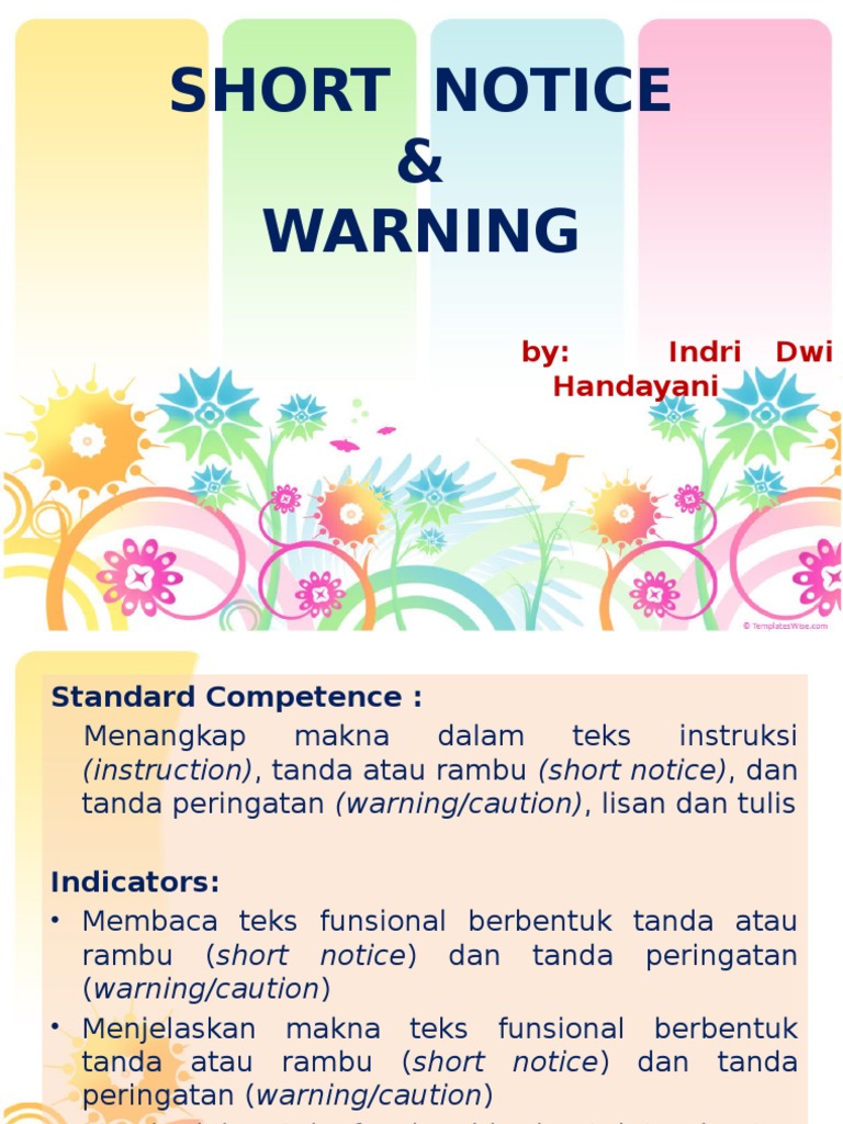 Documents - Tips PPT Bahasa Inggris SMP Kelas Vii Warning and Short ...