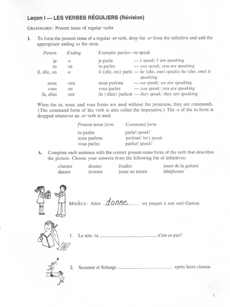 Lecon 01 - Les Verbes Reguliers (Revision) | PDF