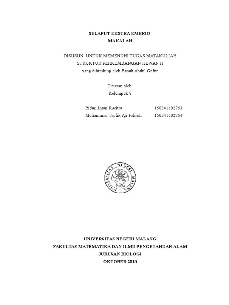 Makalah Selaput Ekstra Embrio | PDF