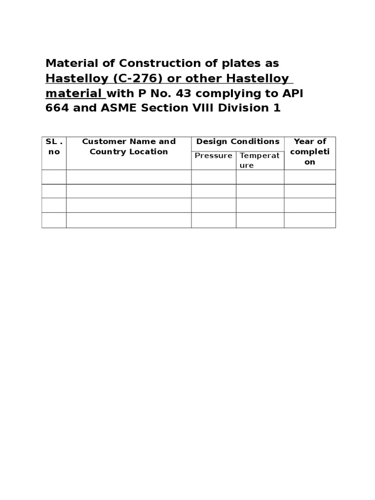 Industrial Equipment Specifications | PDF