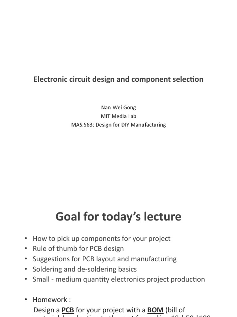 Electronic Circuit Design And Component Selection Pdf Pdf Printed
