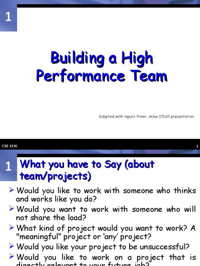 Building A High Performance Team Pdf Leadership Psychological