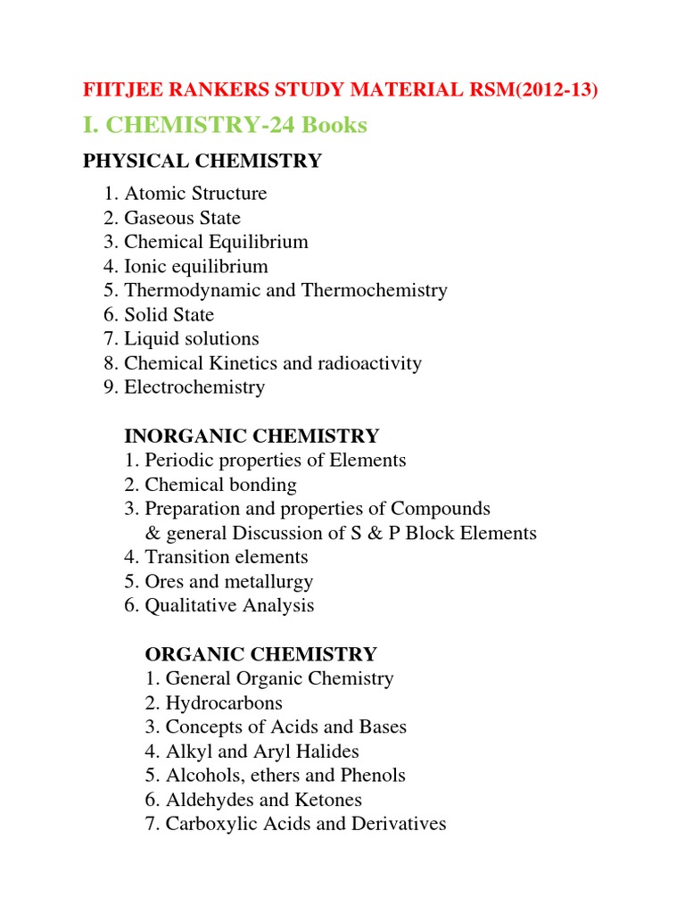 Fiitjee Rankers Study Material RSM | PDF | Organic Chemistry | Chemistry