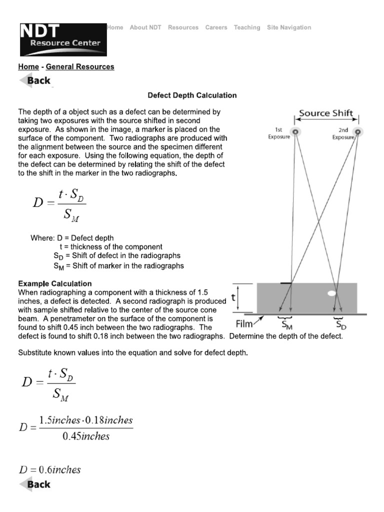 Defect Depth Calculation | PDF