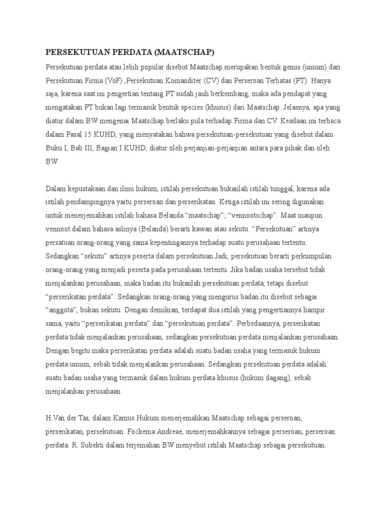 Persekutuan Perdata | PDF