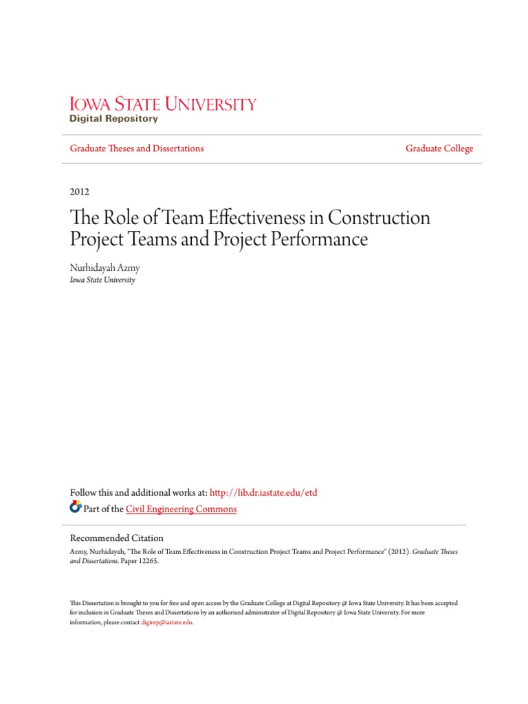 The Role of Team Effectiveness in Construction Project Teams | PDF ...