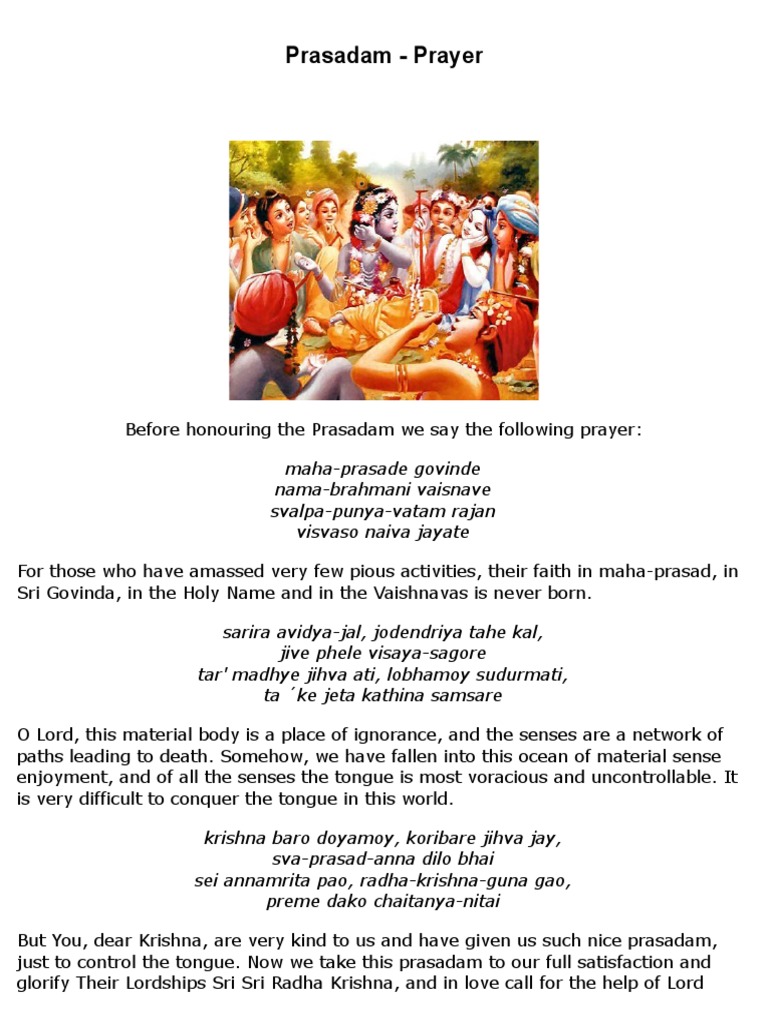 Prasadam Prayer | PDF