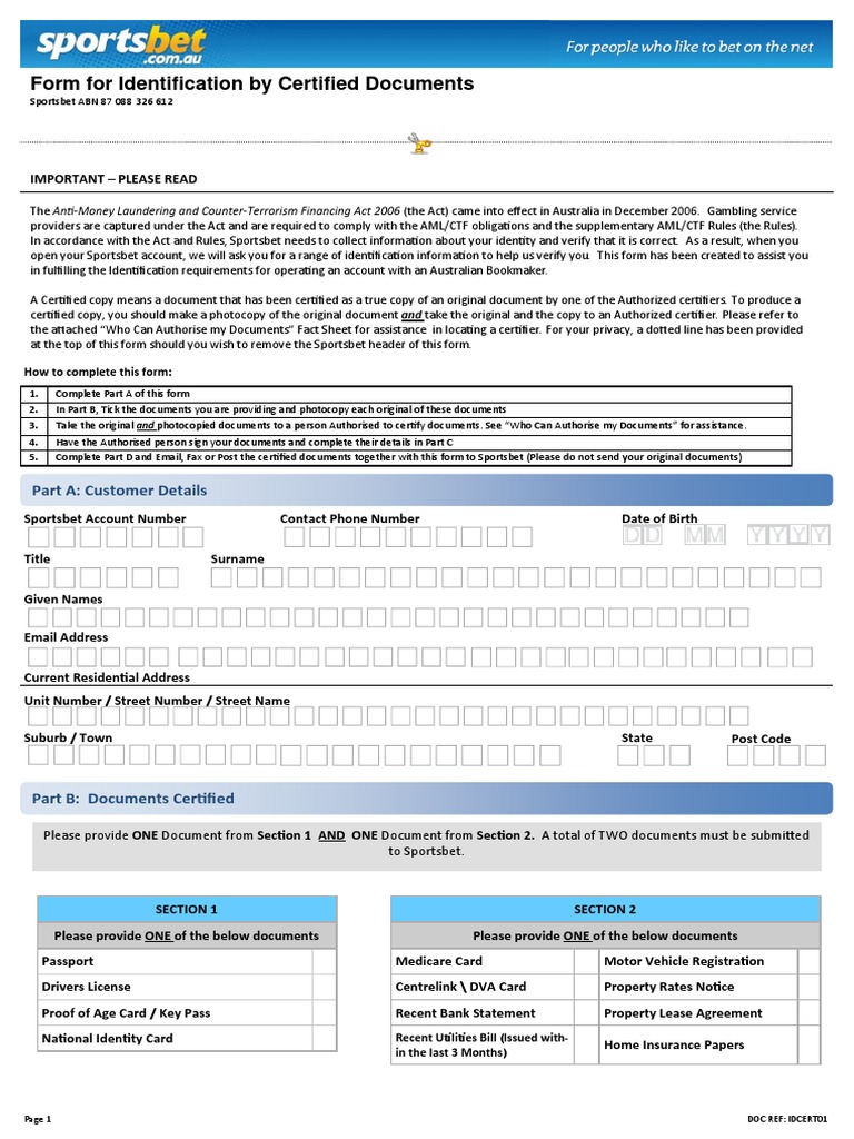 Identification Form Certification | PDF | Identity Document | Fax
