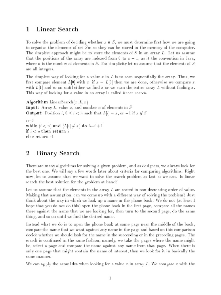 1 Linear Search: Algorithm Input: Output: While and Do If Then Return ... 1 Linear Search: Algorithm Input: Output: While and Do If Then Return ...