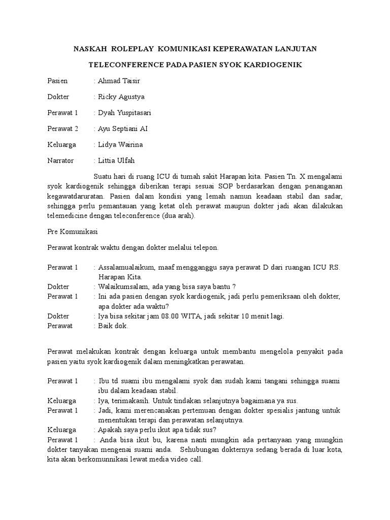 3182 - Naskah Roleplay Komunikasi Keperawatan Lanjutan | PDF