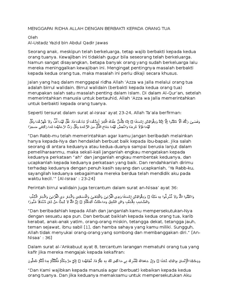 Birrul Walidain | PDF | Agama & Spiritualitas