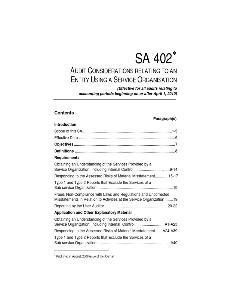 Sa 402 | PDF | Financial Audit | Auditor's Report