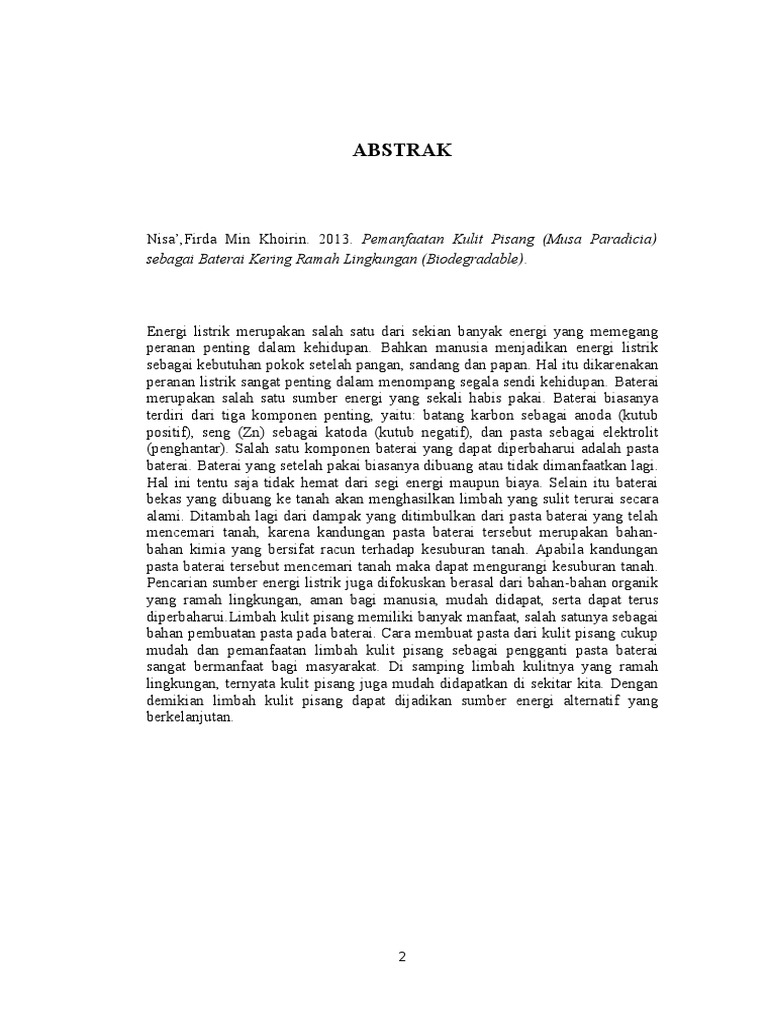 Abstraksi Kti K.pisang DKK | PDF