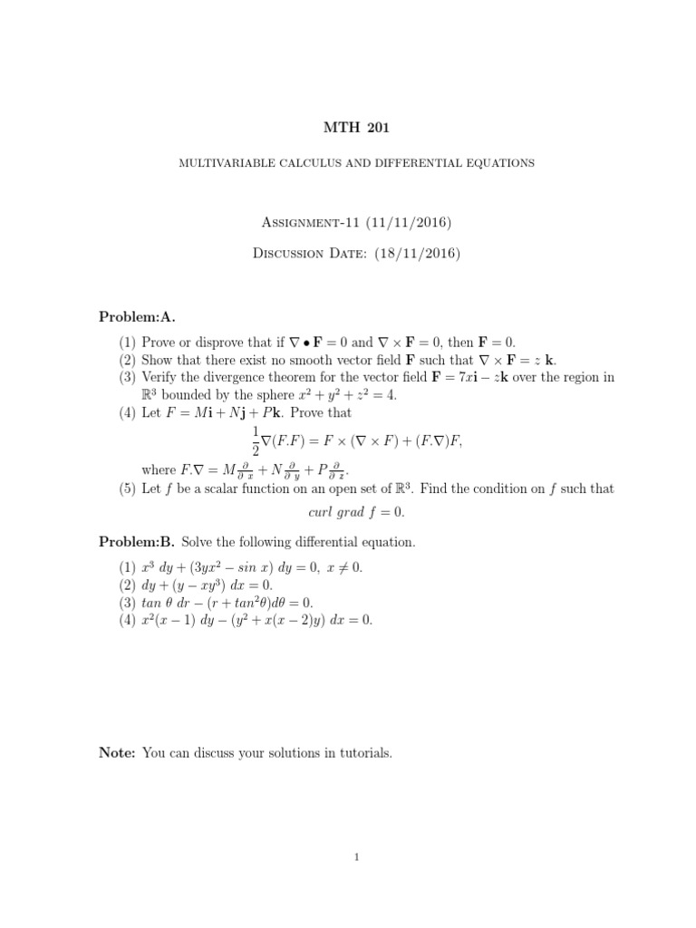 Multivariable Calculus and Differential Equations | PDF