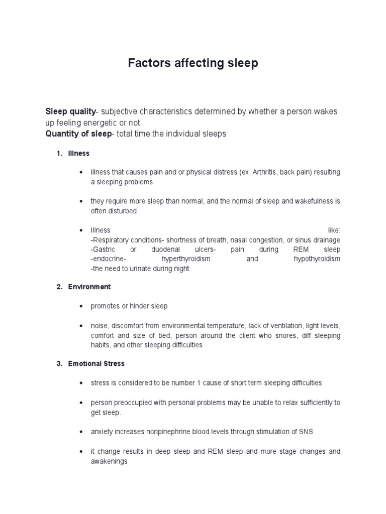 Factors Affecting Sleep | PDF | Grief | Sleep