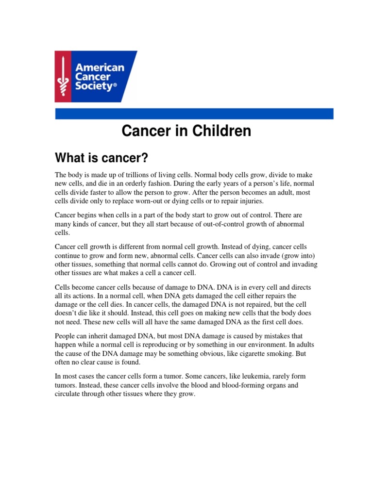 Cancer in Children | PDF | Lymphoma | Cancer