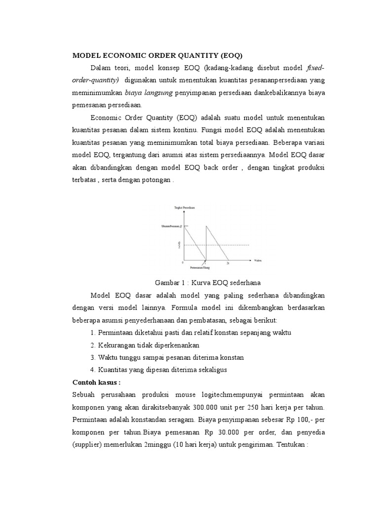 Contoh Kasus Eoq | PDF | Teknologi & Rekayasa