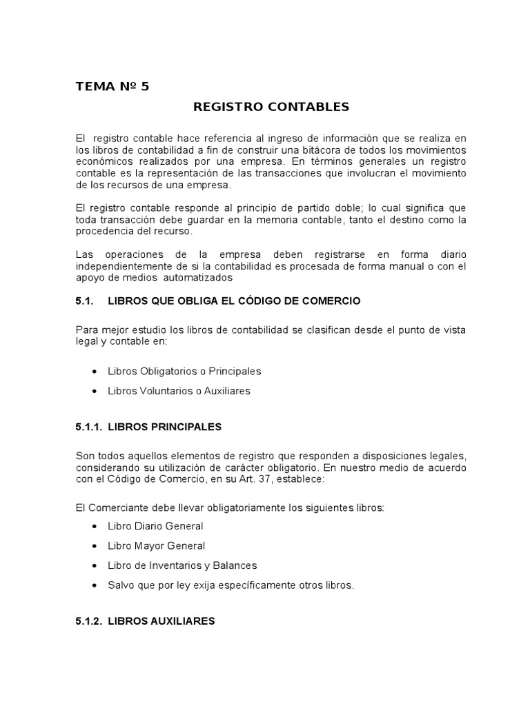 Registro Contable y Libros Obligatorios | PDF | Devengo | Contabilidad