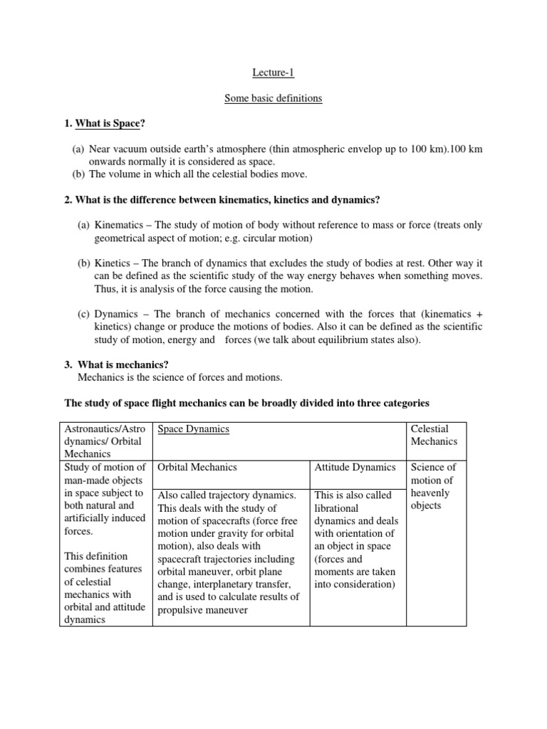 An Introduction to Space Flight Mechanics: Defining Key Concepts ...