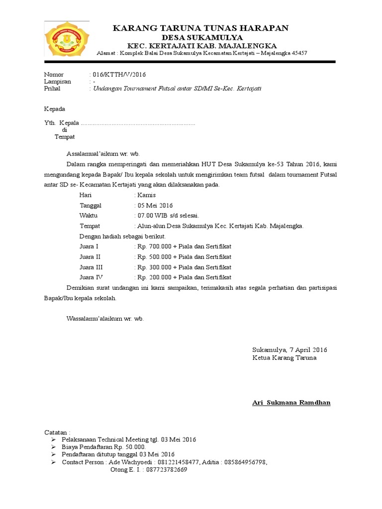 Surat Undangan Futsal | PDF