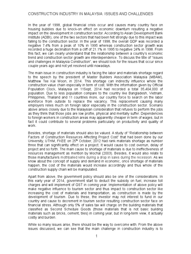 Malaysia Construction Employment Issues 2006 | PDF | Employment ...