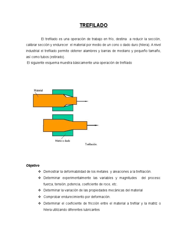 TREFILADO Informe | Ciencia de los Materiales | Ingeniería mecánica