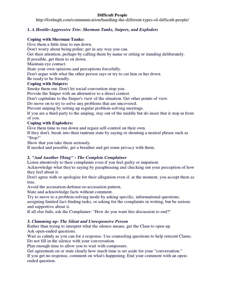 Difficult People | PDF | Sniper | Cognitive Science