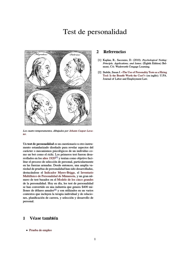 ¿Que Es Un Test de Personalidad? | PDF | Pruebas psicologicas ...