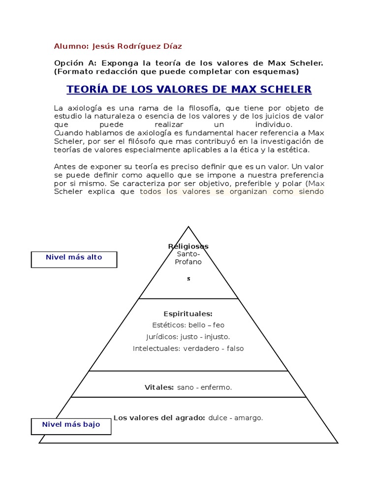 Teoría de Los Valores de Max Scheler | PDF | Intuición | Axiología