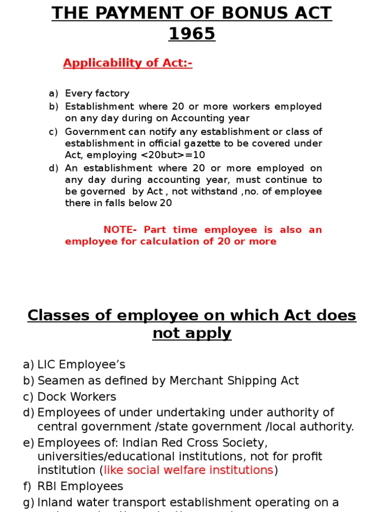 The Payment of Bonus Act 1965 | PDF | Wage | Employment