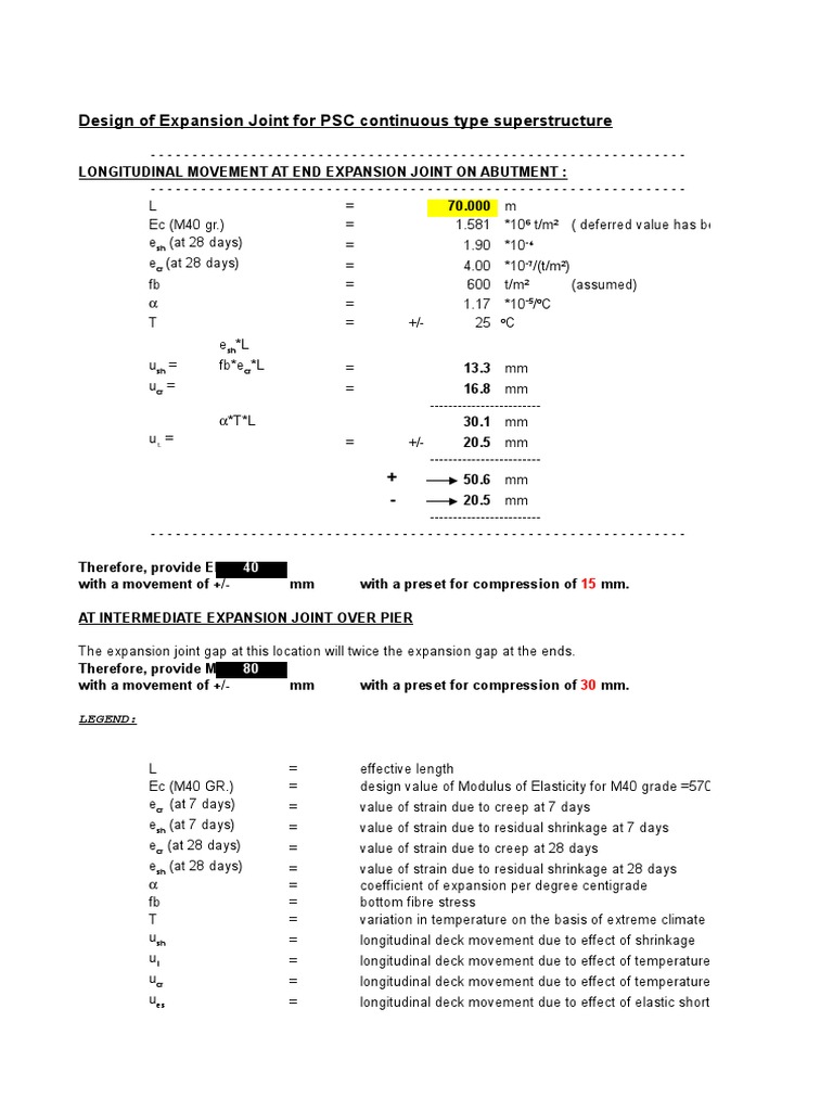 Design of Expansion Joint For PSC Continuous Type Superstructure | PDF | Teaching Methods ...