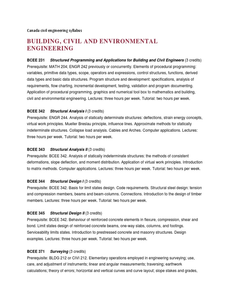 Canada Civil Engineering Syllabus PDF | PDF | Lighting | Sewage Treatment
