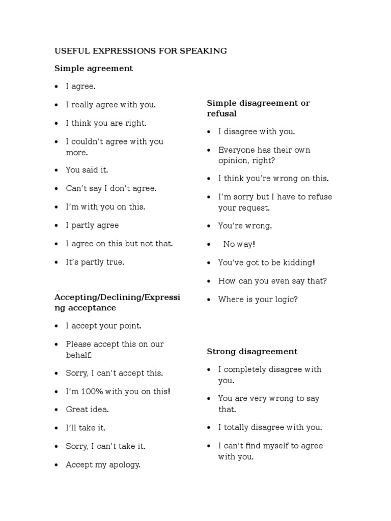 Useful Expressions For Speaking | PDF