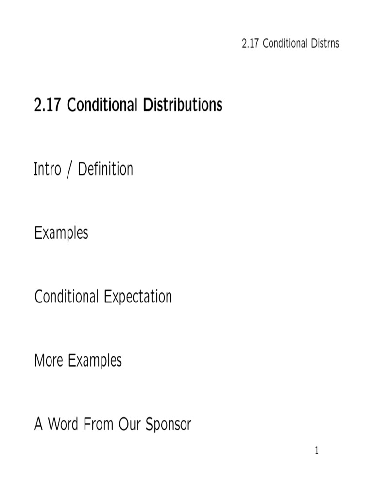 2.17 Conditional Distributions: Intro / Definition | PDF | Probability ...