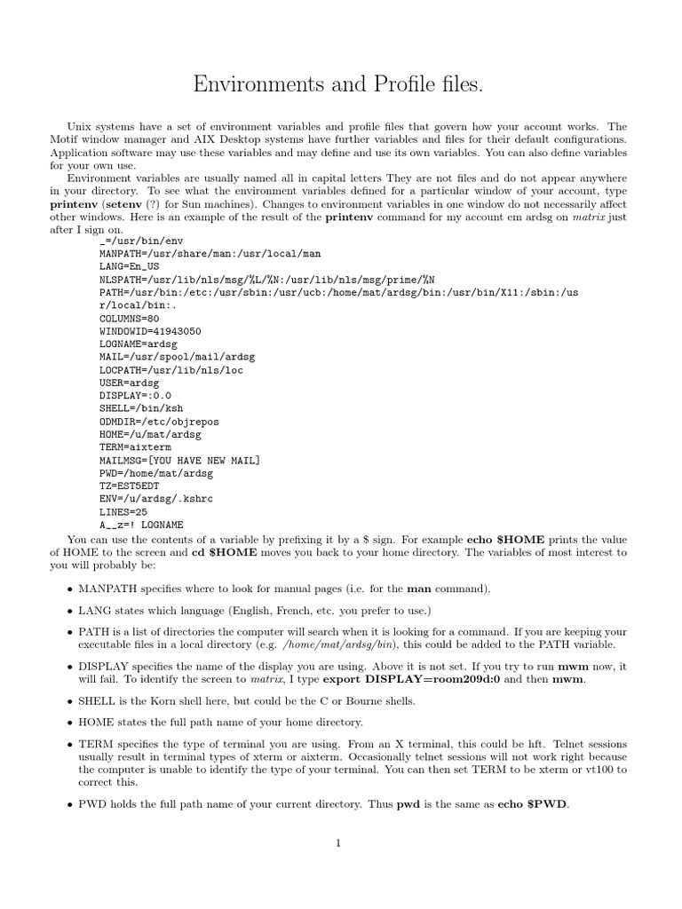 Environments and Profile Files | PDF | Computer File | Information ...