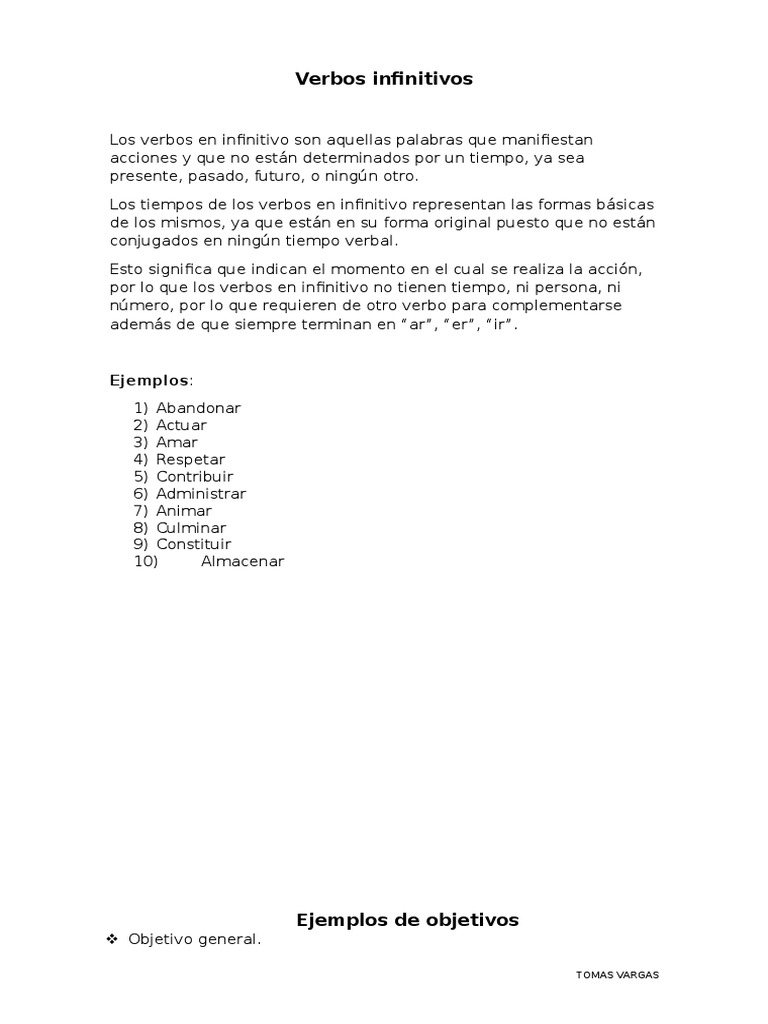 Verbos Infinitivos | PDF