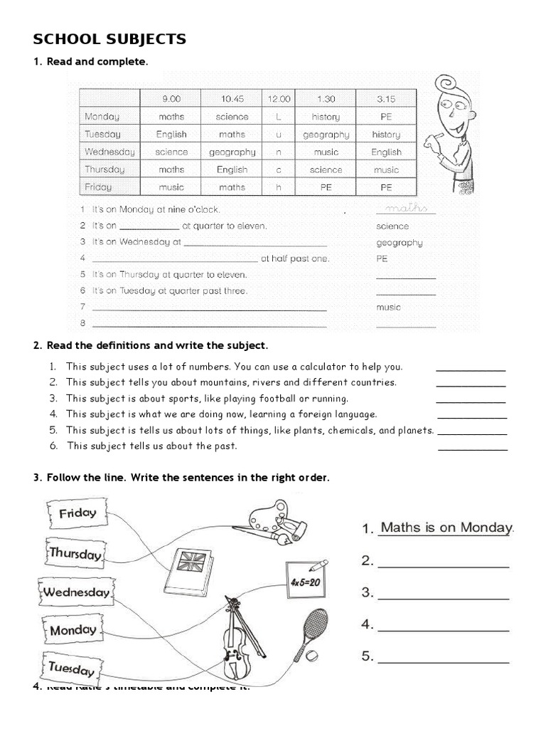 School Subject Exercises