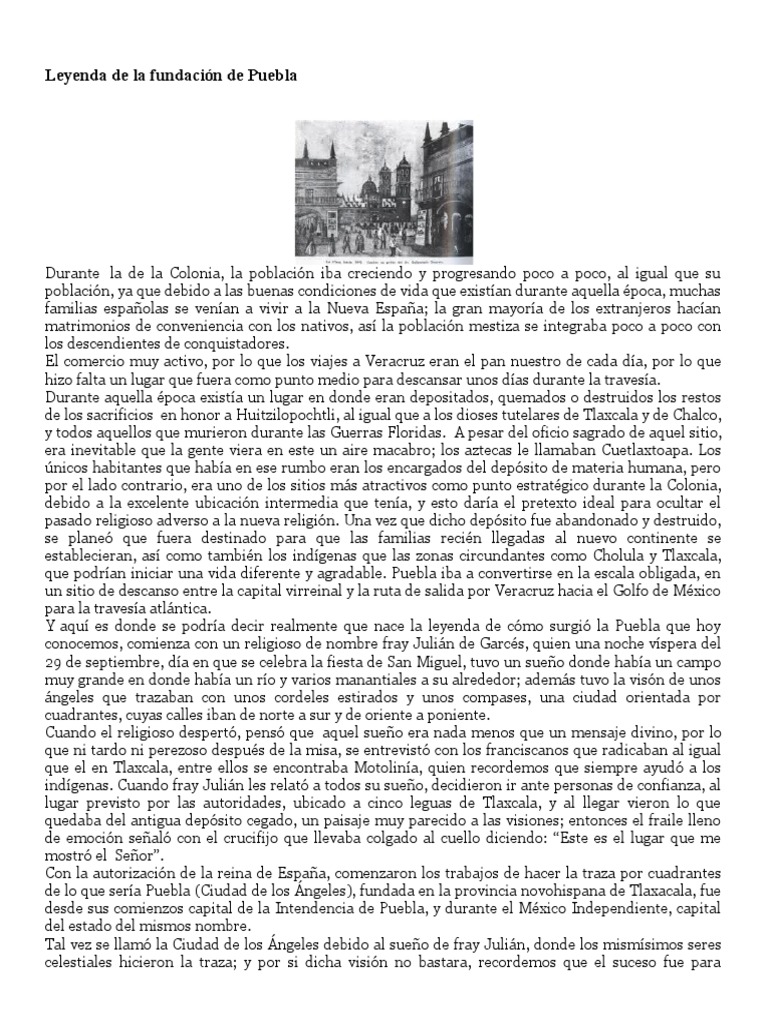 Leyenda De La Fundación De Puebla Pdf Nueva España Colonización