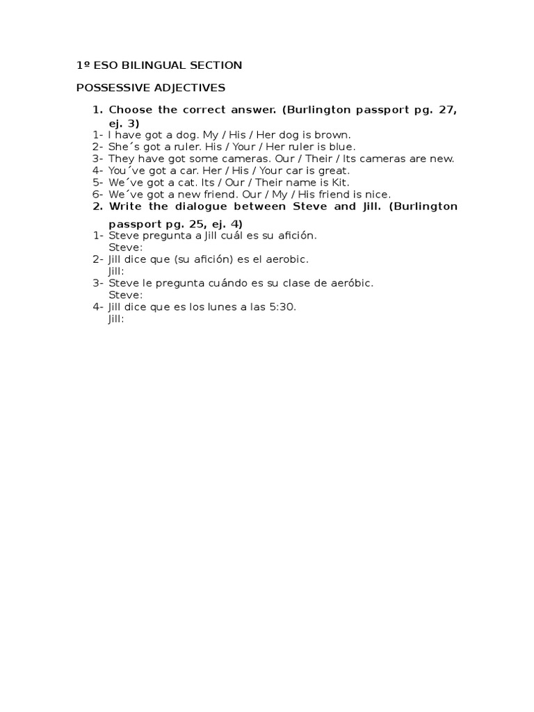 1º Eso Bilingual Section | PDF