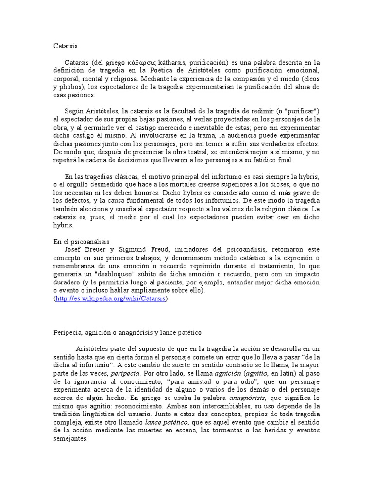 Sobre Aristóteles, La Tragedia y La Catarsis. | PDF | Conceptos ...